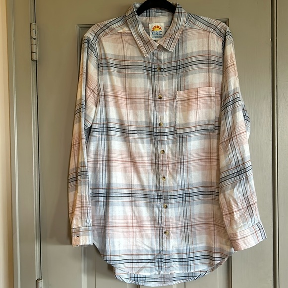 C&C California | Tops | Cc California Button Down Plaid Flannel Shirt ...